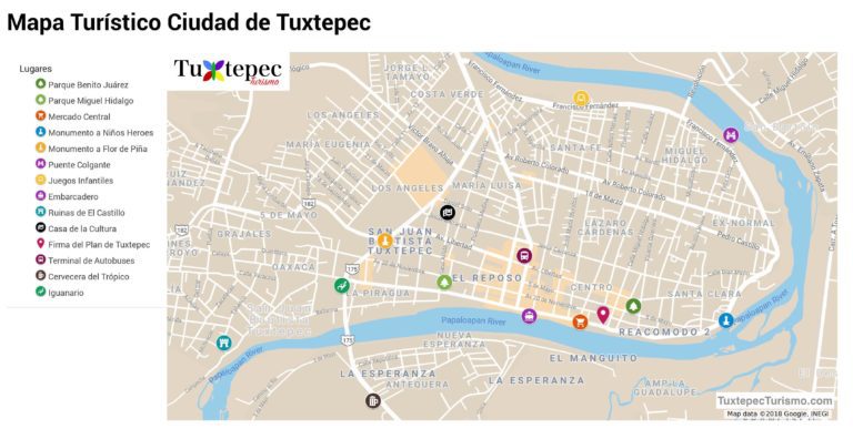 Tourist Map of Tuxtepec, Oaxaca - Things to do in Tuxtepec, Oaxaca