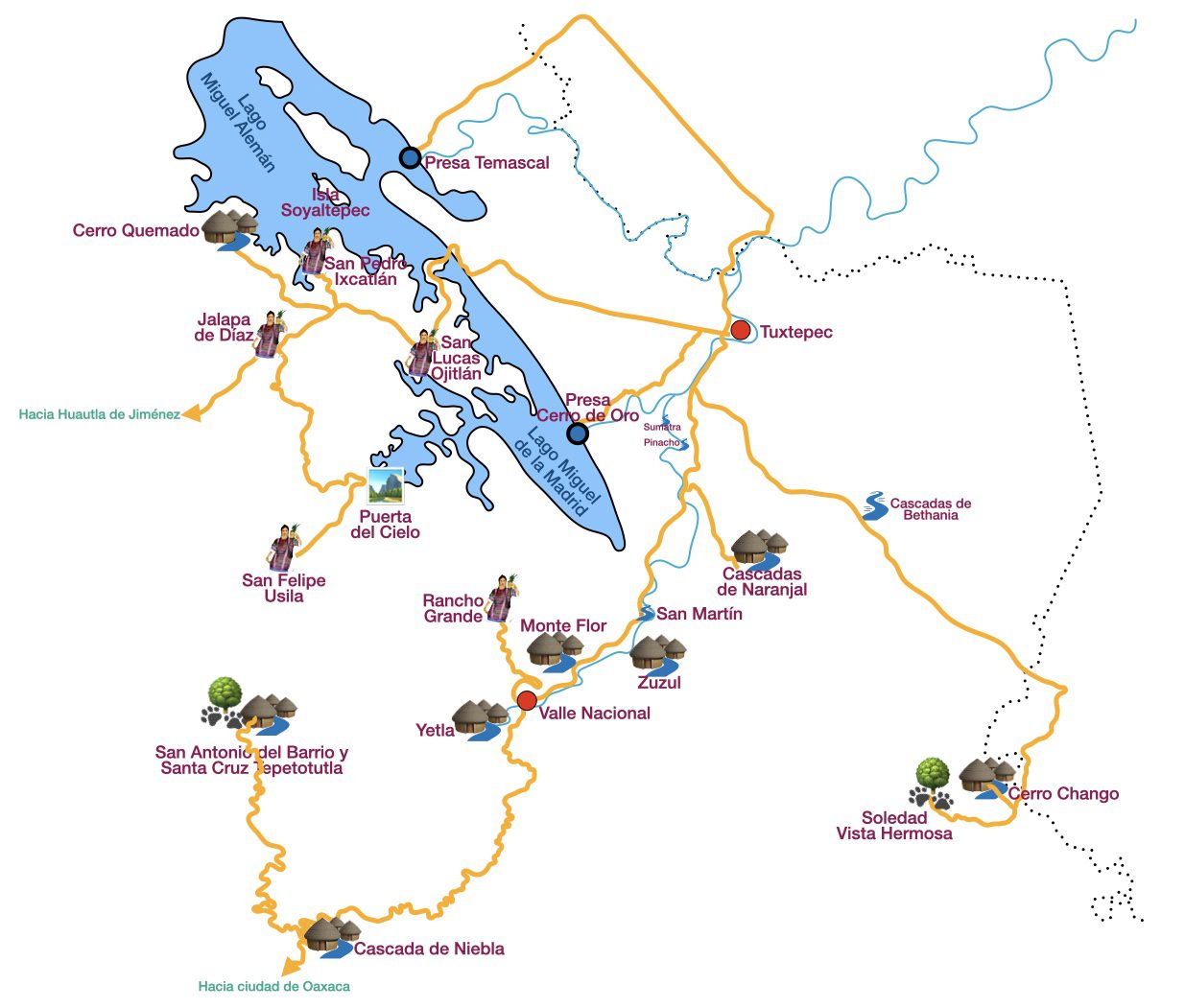 Mapa Turístico de la Chinantla, Oaxaca